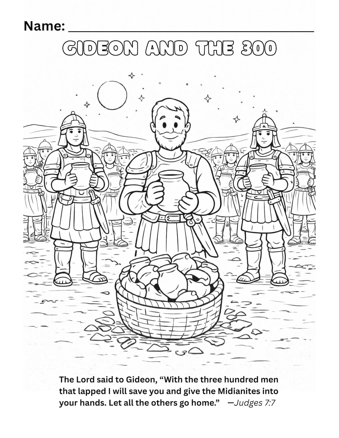 Gideon and the 300 Bible Activities Printable (PDF) - Etsy