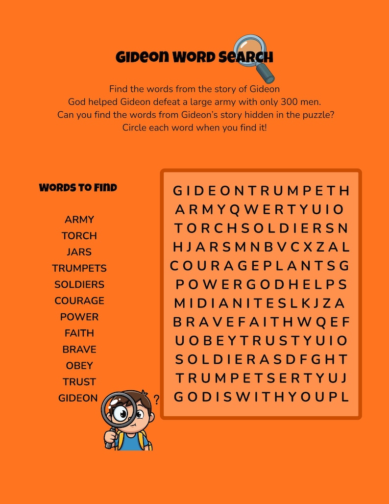 Gideon and the 300 Bible Activities Printable (PDF) - Etsy