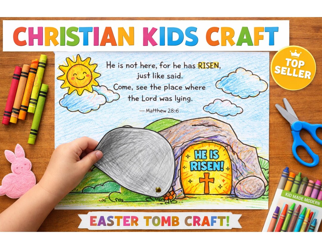 He is Risen Easter Craft for Kids, Empty Tomb Bible Activity, Christian ...