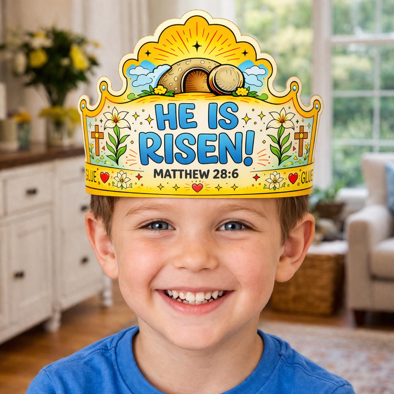 Easter Crown Craft, He is Risen Coloring Activity, Sunday School Bible ...