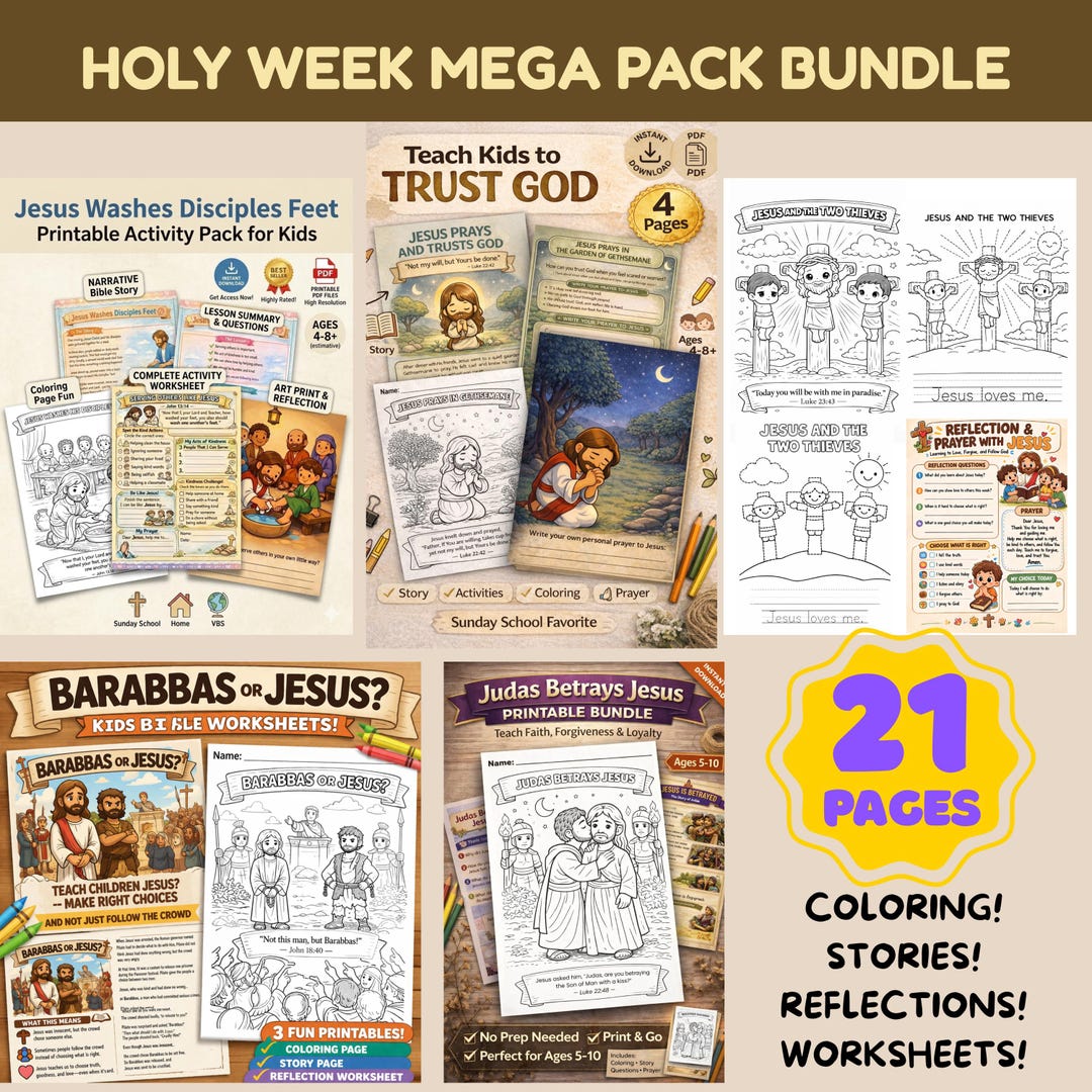 Holy Week Bundle for Kids, Holy Week Coloring, Easter Sunday School ...