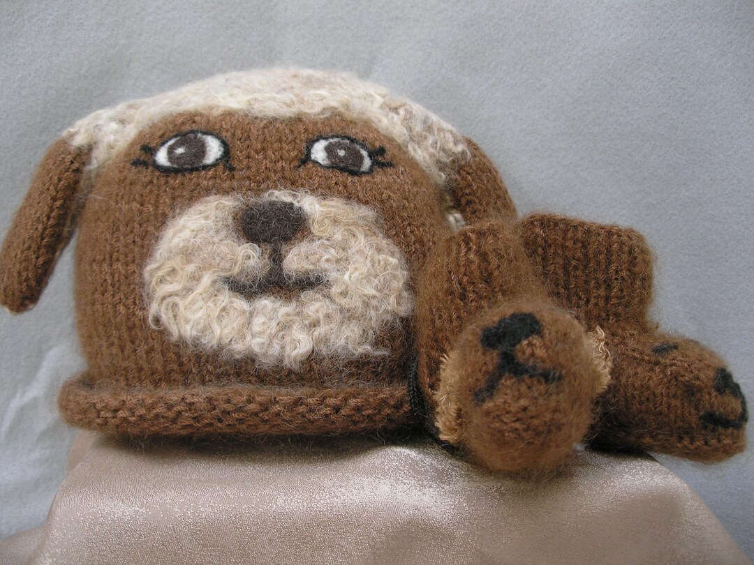 Knitted Baby Hat With Dog Face / Brown Dog Baby Hat Set / Dog Baby Hat ...