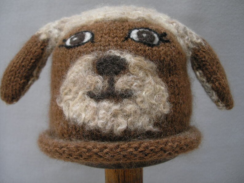 Knitted Baby Hat With Dog Face / Brown Dog Baby Hat Set / Dog Baby Hat ...