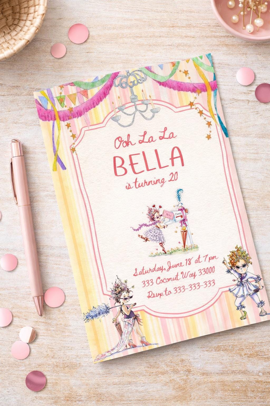 Fancy Nancy Birthday Invitation Template, Watercolor Birthday Invite ...
