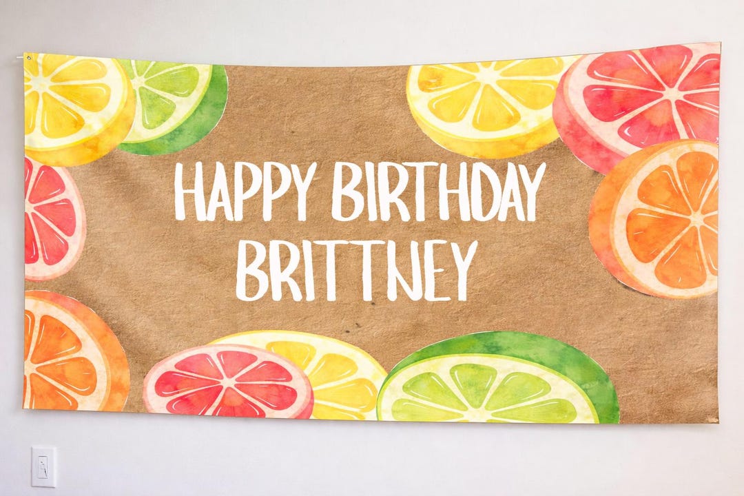 Citrus Handpainted Editable Banner Canva Walgreens Print Birthday Sign ...