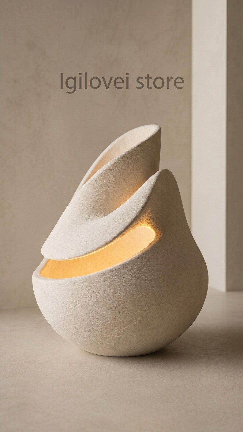 Abajur de mesa escultural em cerâmica, luminária de cabeceira moderna e ...