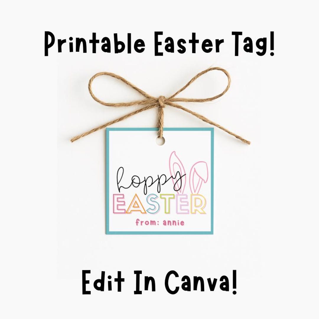 Printable Easter Gift Tag for Kids, "hoppy Easter," Classroom Party ...