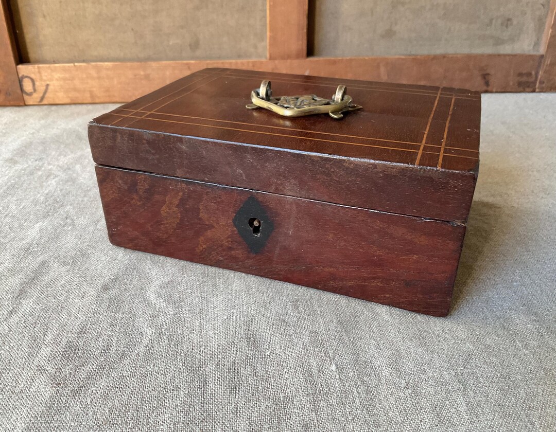 French Vintage Small Wooden Box, Handmade, 19th, Marquetry, Without Key ...