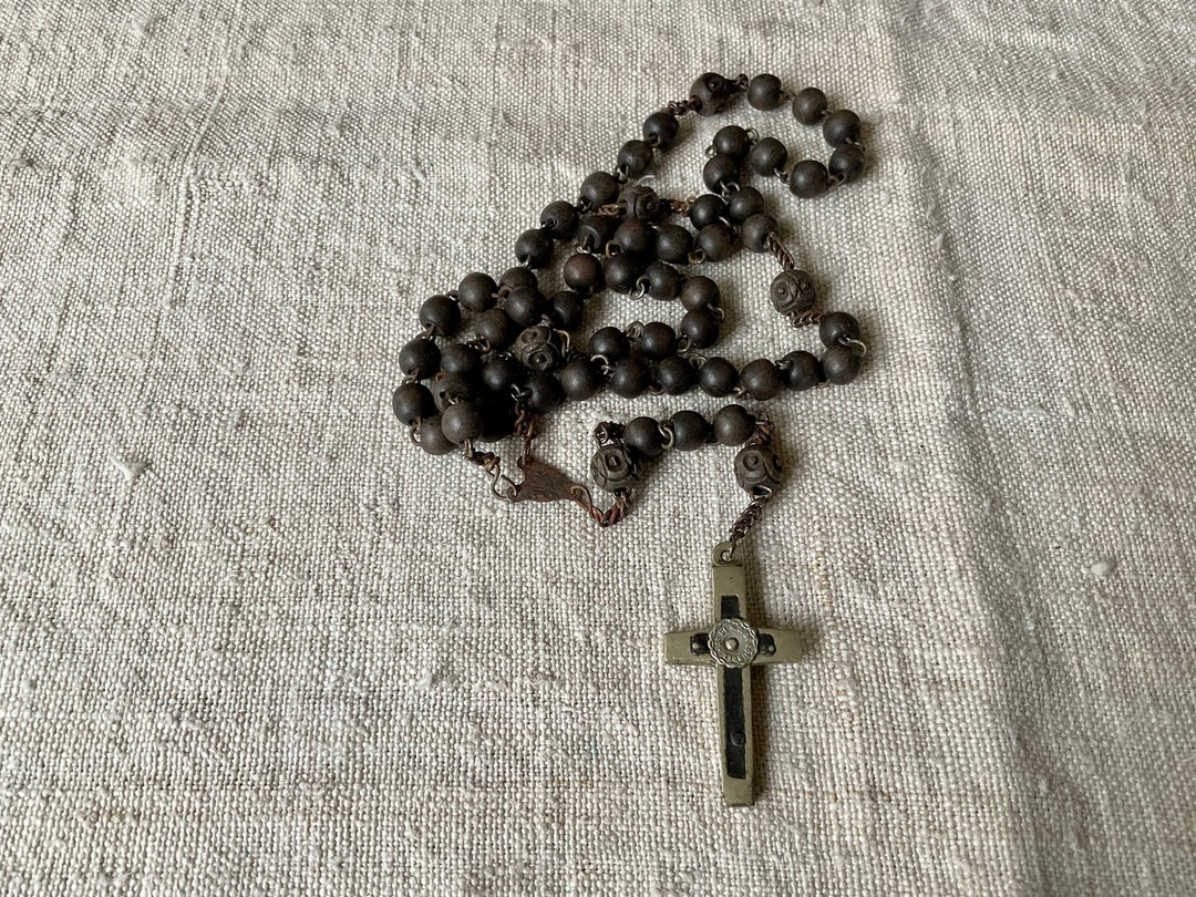 French Vintage Chaplet and Cross, With Some Handmade Curved Beads ...