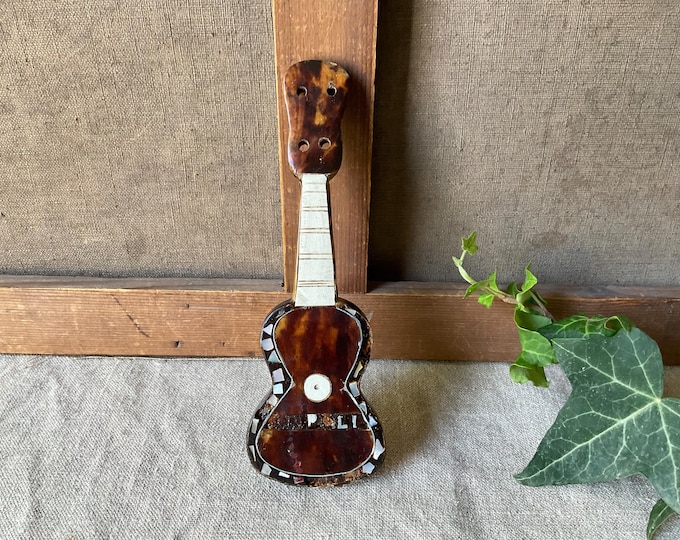 Italian Vintage Tiny Guitar, 19th, Tortoise-shell, Bone, Pieces of ...