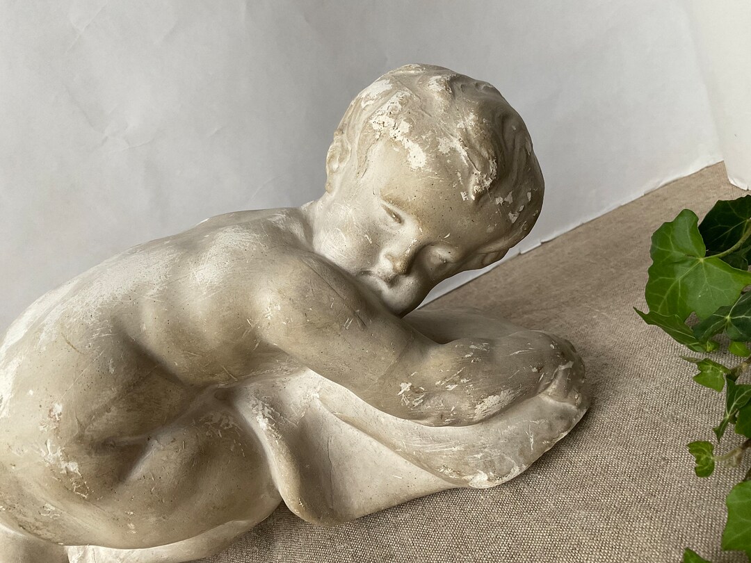 French Vintage Plaster Baby Statue, Handmade, 19th Child - Etsy