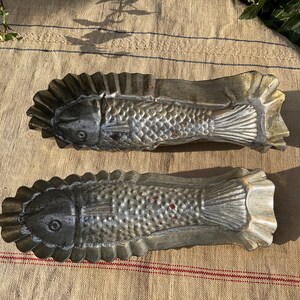 French Vintage 2 Mold in Metal, Fish Shape, Kitchen Deco, Twice Metal ...