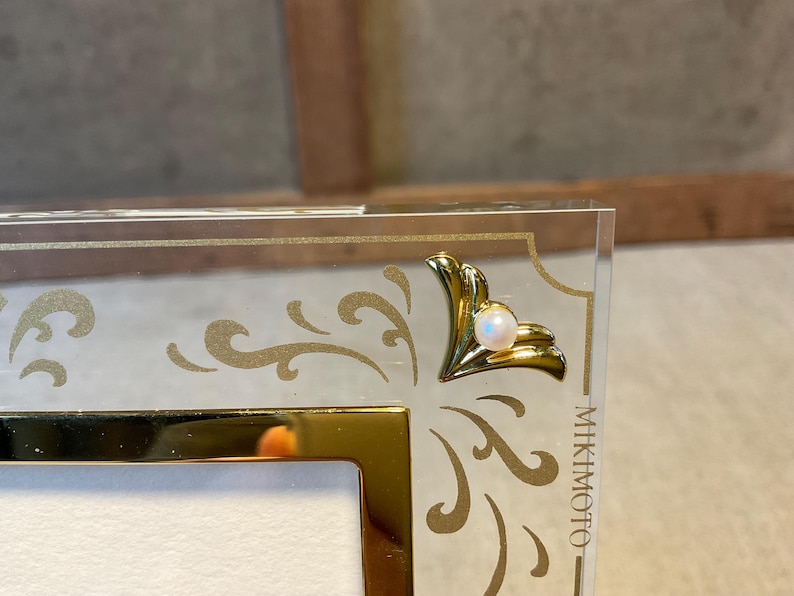 Vintage Mikimoto Pearl Clock and Photo Frame Set, Japanese, Gold Plated ...