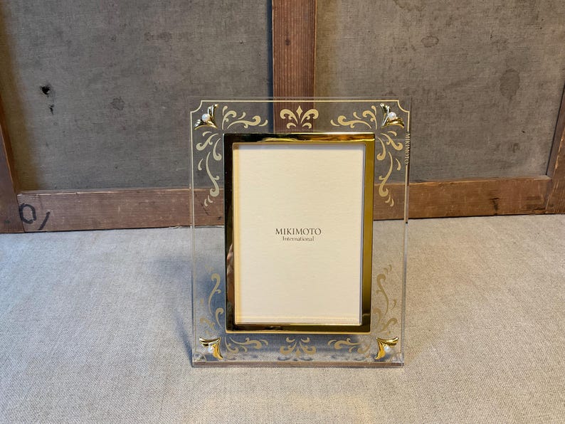 Vintage Mikimoto Pearl Clock and Photo Frame Set, Japanese, Gold Plated ...