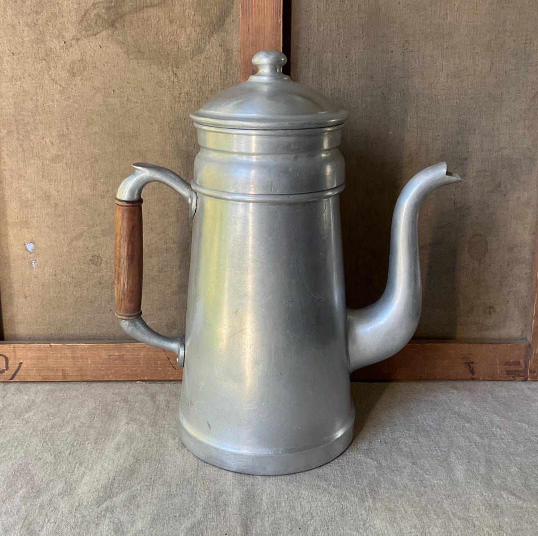 Kitchen Deco, French Vintage Large Aluminum Coffee Maker, Coffee Pot ...