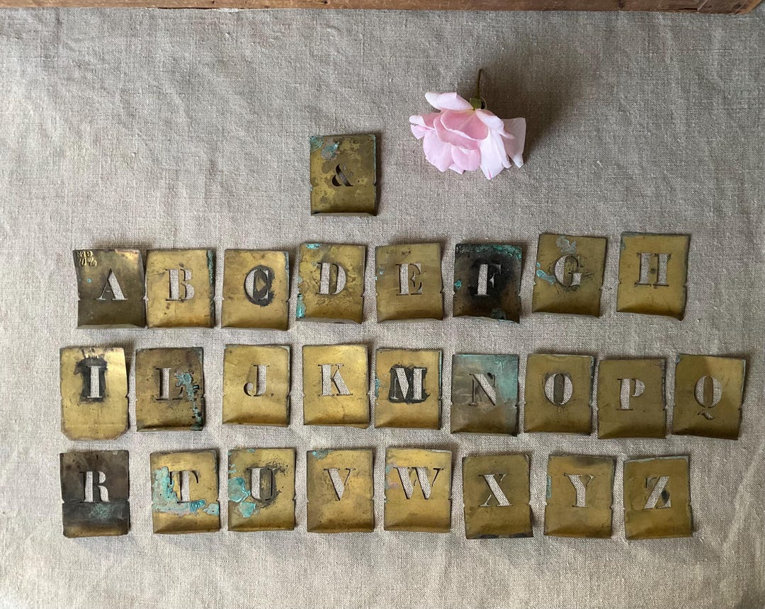 Stencils, French Vintage Letters, Brass, Handmade, Indus Deco, Alphabet ...