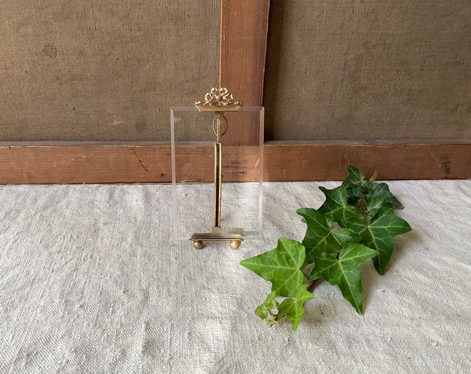 French Vintage Very Small Frame in Brass With Golden Knot and Ribbon in ...
