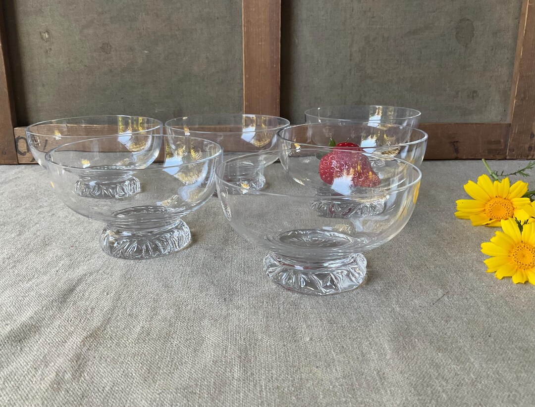 DAUM, 6 Crystal Cups, French Vintage Glass, Kim Model, Handmade, Fruit ...
