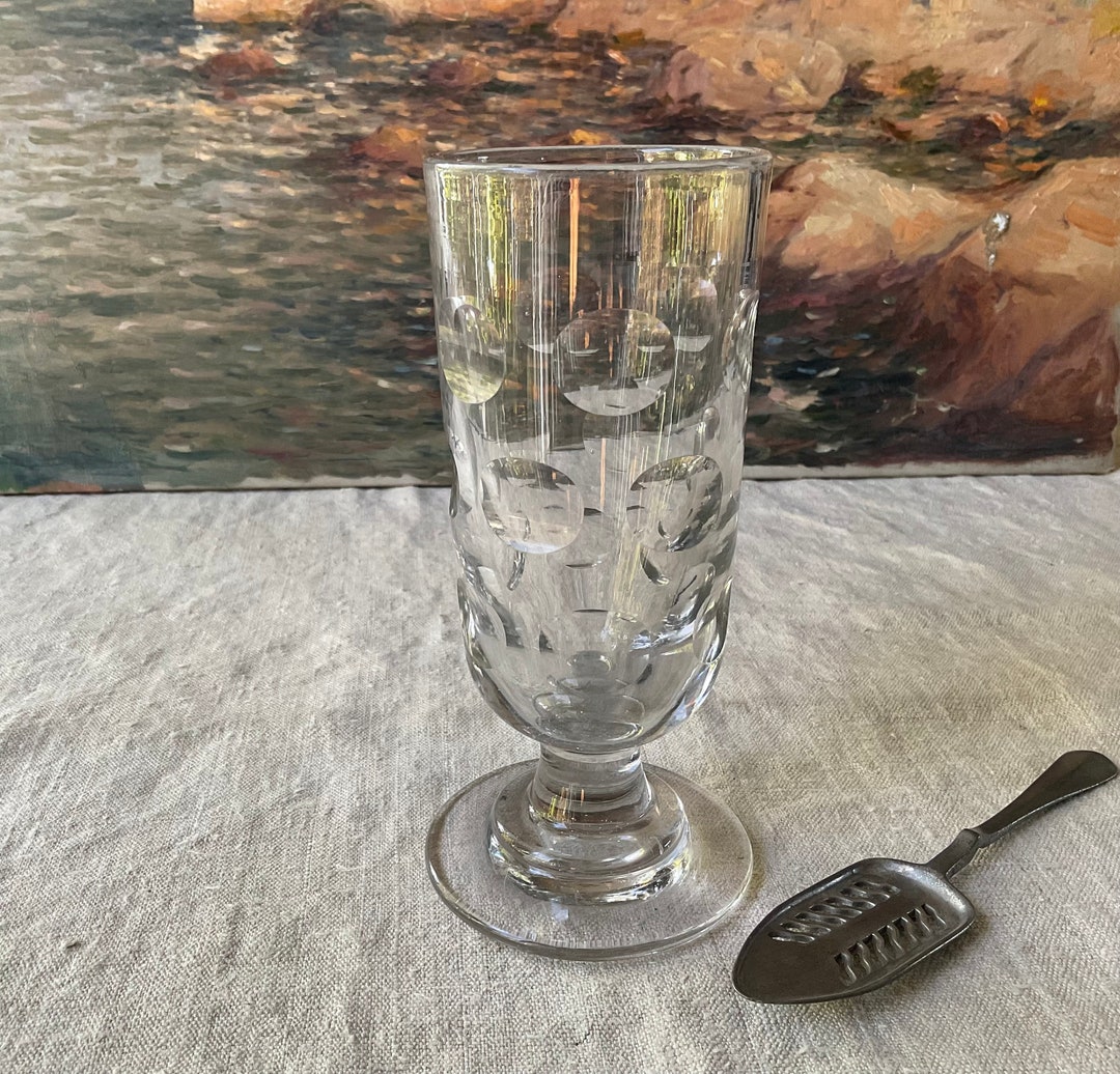 French Vintage Absinthe Glass With Its Spoon, 19th Bistrot Glass ...