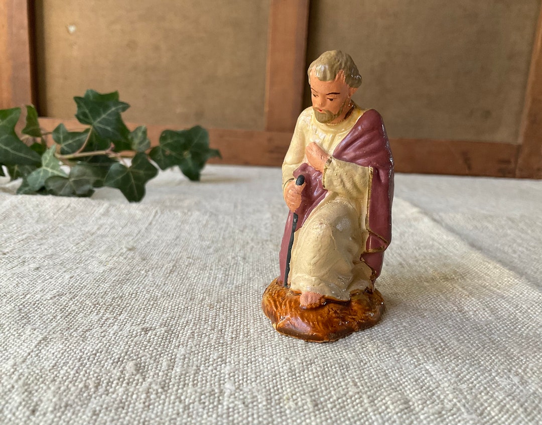 French Vintage Christmas Crib Figure, Joseph, DEVINEAU Santon, Nativity ...