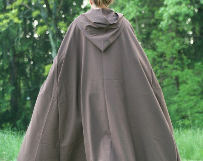 Brown Linen Cloak Hooded Medieval Renaissance Jedi - Etsy