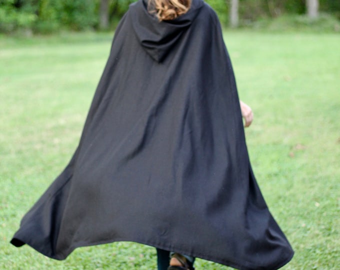 Black Linen Cloak - Hooded - Etsy