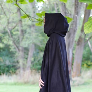 Black Linen Cloak - Hooded - Etsy