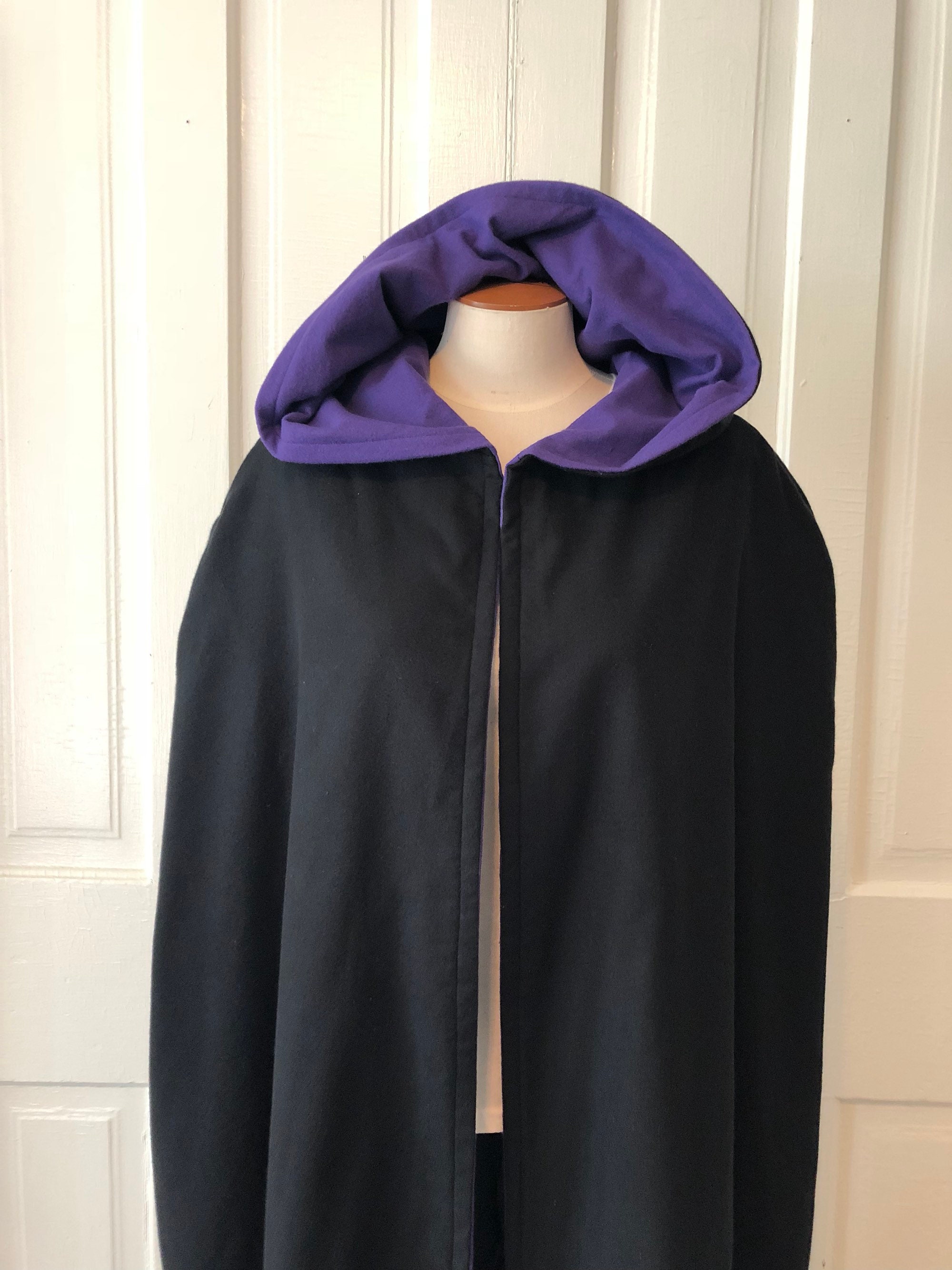 Black/Purple Reversible Hooded Cloak | Etsy
