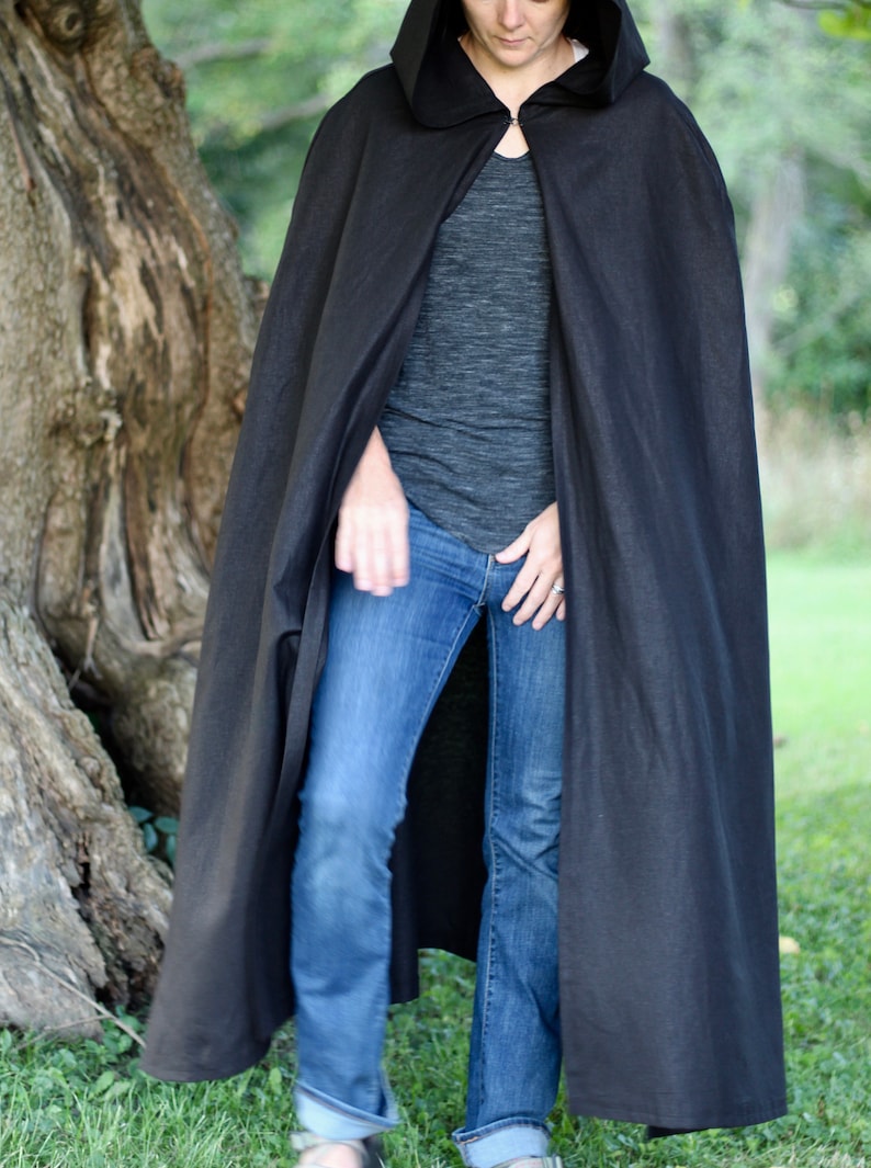 Black Linen Cloak Hooded - Etsy UK