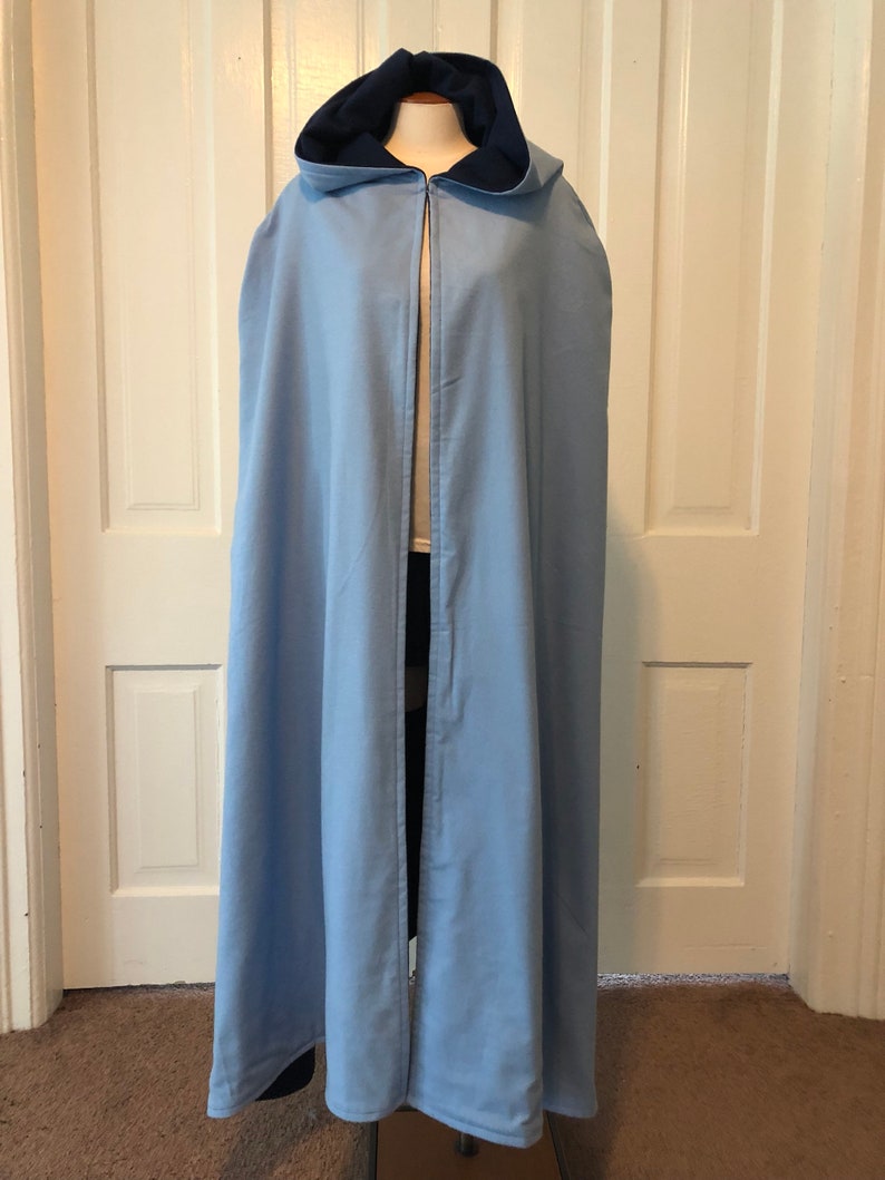 Navy/light Blue Reversible Hooded Cloak Flannel - Etsy