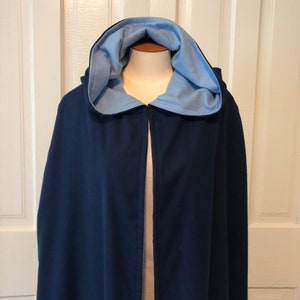 Navy/light Blue Reversible Hooded Cloak Flannel - Etsy
