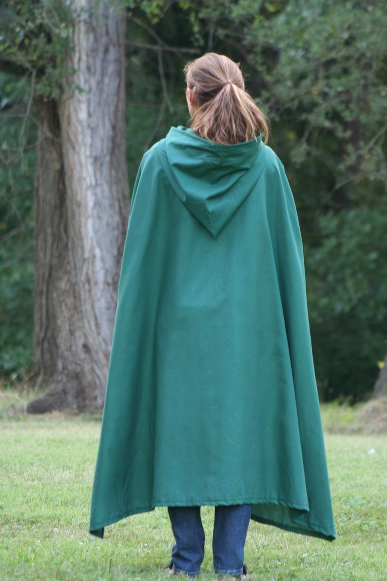 Dark Green Cloak - Cotton, Hooded, Adult Size - Etsy