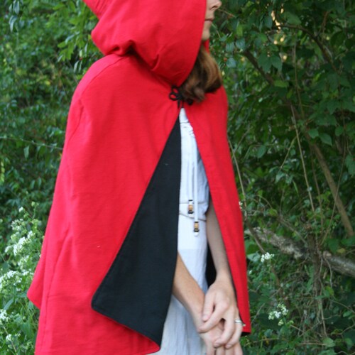 Red Riding Hood CAPE for Women Black Ric Rac Trim for Your | Etsy