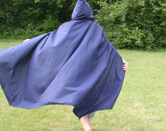 Navy/light Blue Reversible Hooded Cloak Flannel - Etsy