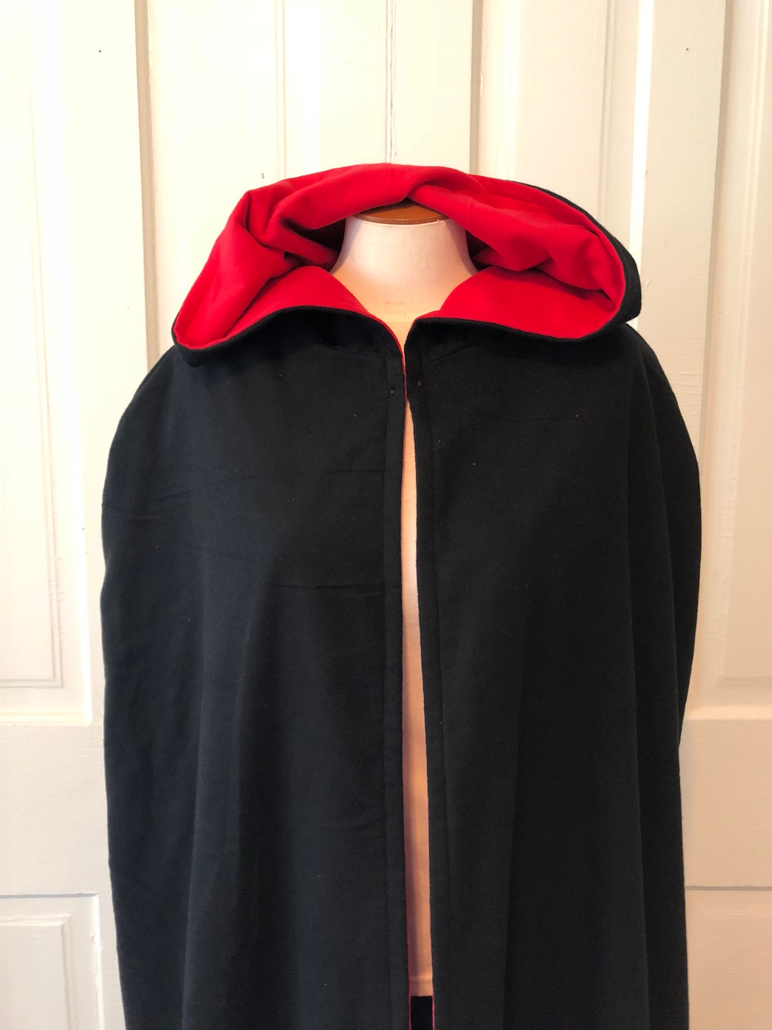 Red/black Reversible Hooded Cloak - Etsy