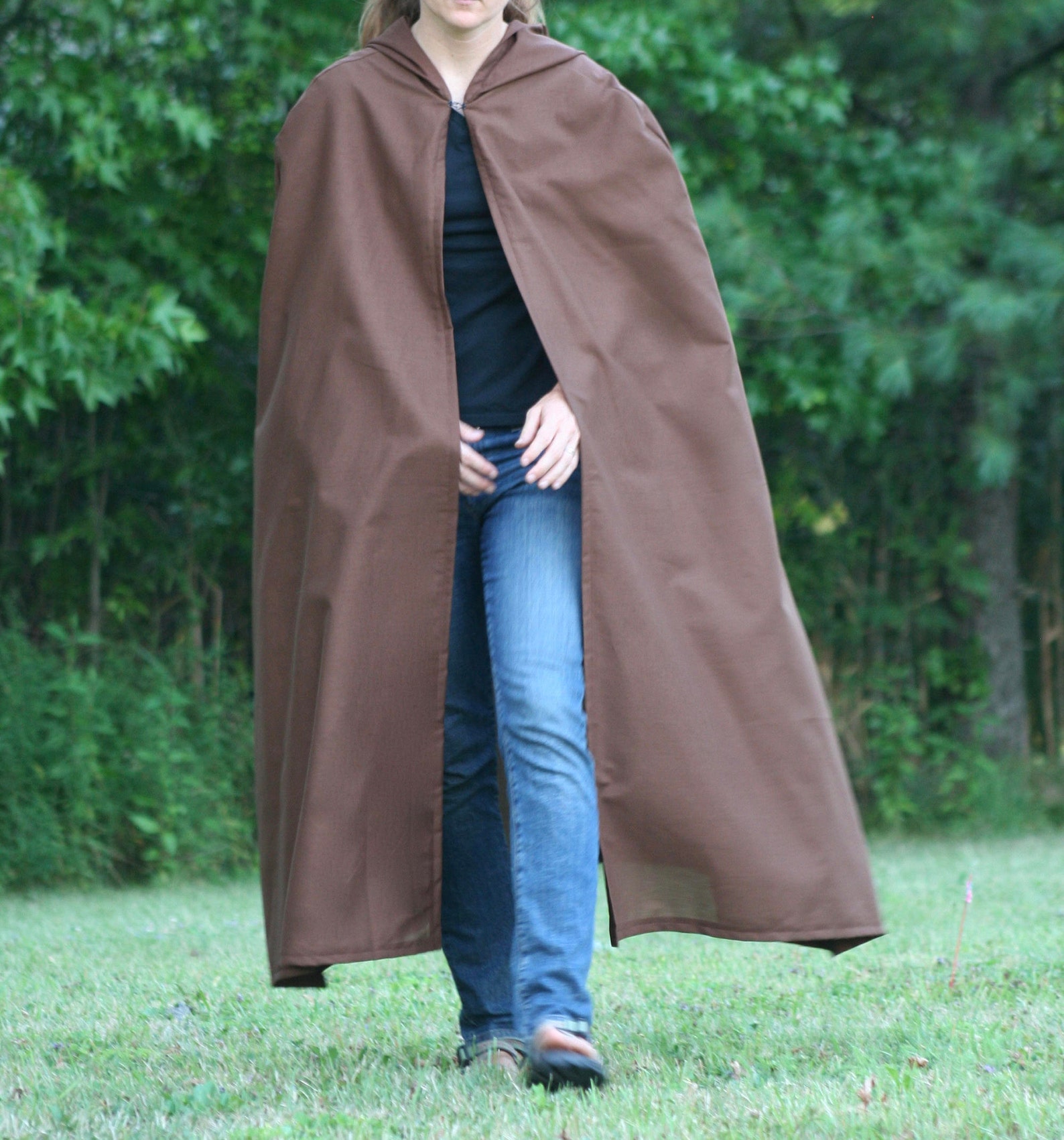 Dark Brown Cloak Cotton Hooded | Etsy