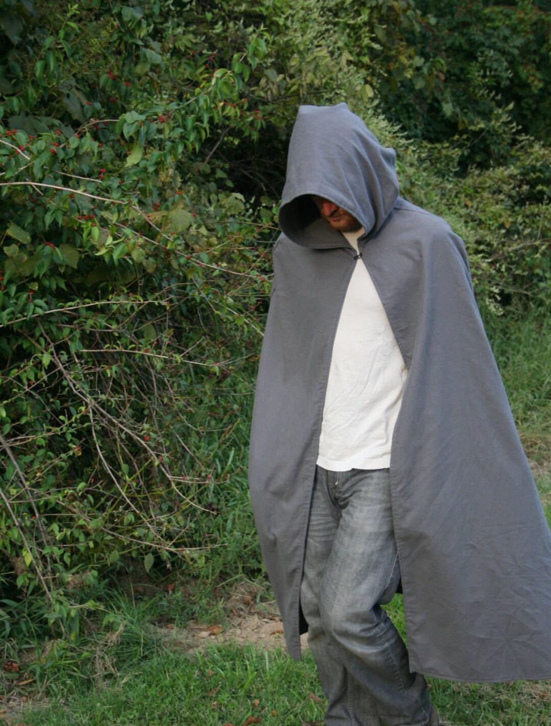 Dark Gray Flannel Cloak - Hooded - Etsy