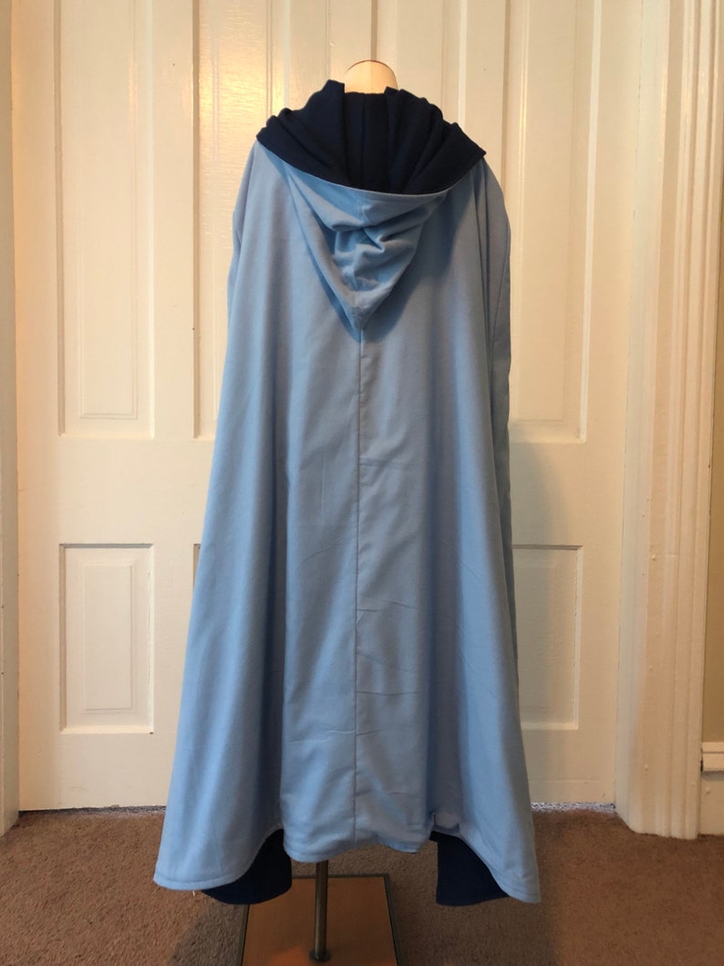 Navy/light Blue Reversible Hooded Cloak Flannel - Etsy