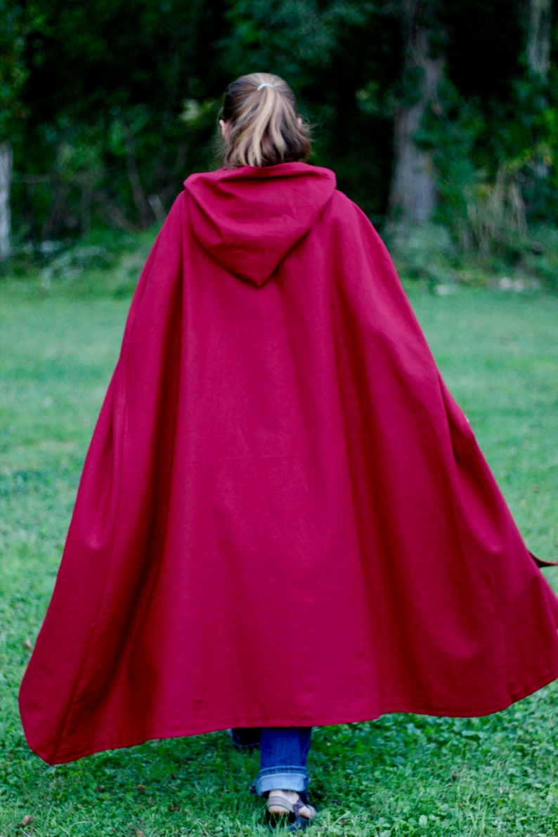 Deep Red Hooded Cloak Linen Adult size | Etsy