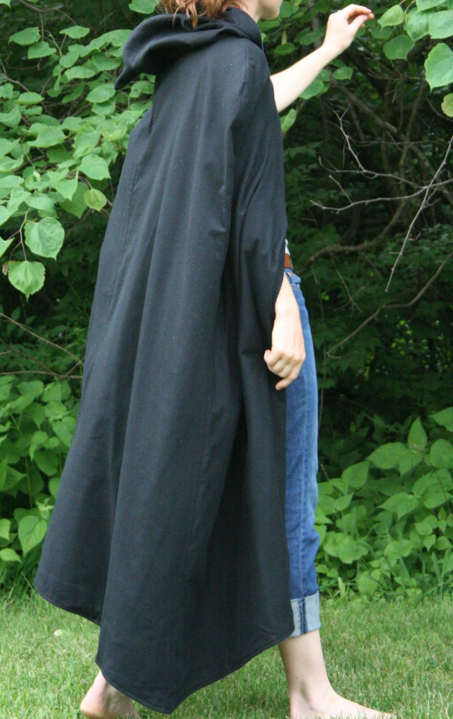 Black Cloak - Cotton, Hooded - Etsy