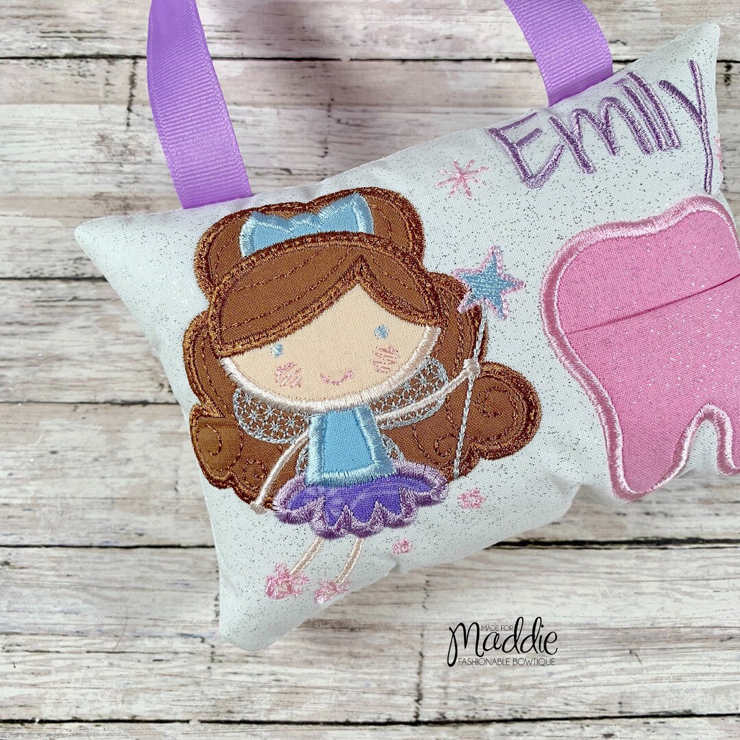 Pink Purple Tooth Fairy Pillow, Girls Tooth Fairy Pillow, Tooth Fairy ...