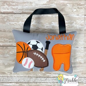 Sports Tooth Fairy Pillow, Boy Sports Tooth Fairy Pillow, Personalized ...