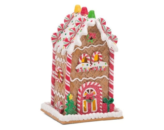 Gingerbread Peppermint Candy Christmas House Christmas Village 7.75 LED ...