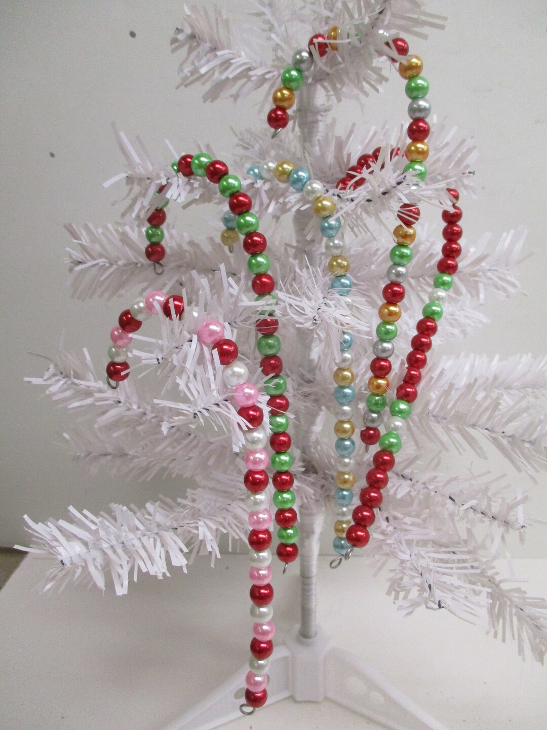 Bead Candy Cane Ornaments Set of 3 6 - Etsy