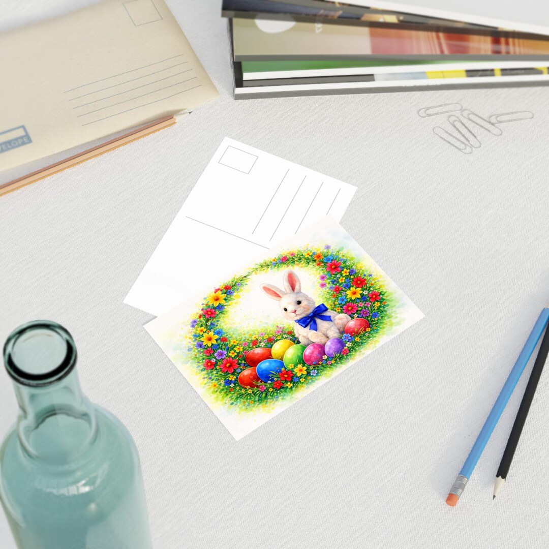 Easter Bunny With Painted Eggs Postcards - Etsy