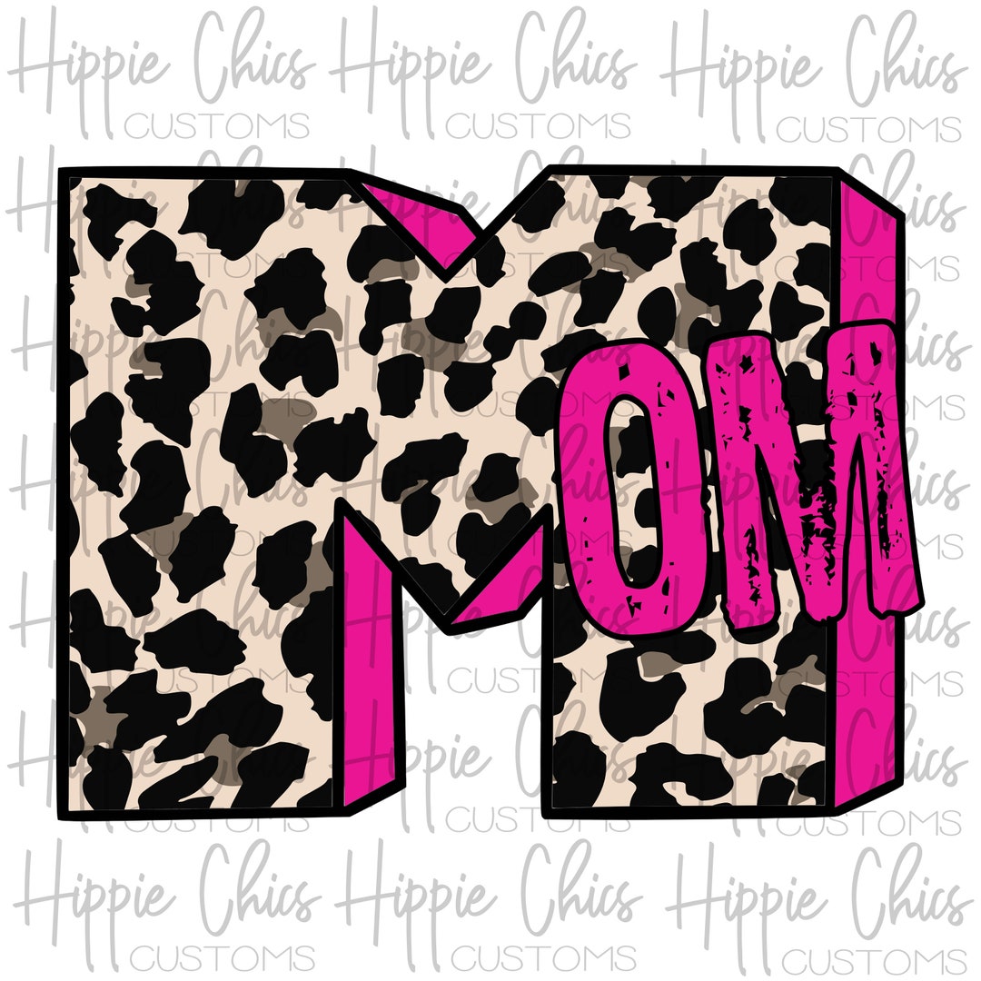 Pink Leopard Retro Mom PNG File, Digital Design, Sublimation Design ...