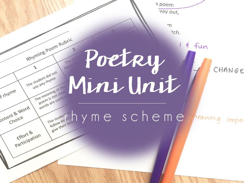 Poetry Mini Unit - Rhyme Scheme - Etsy