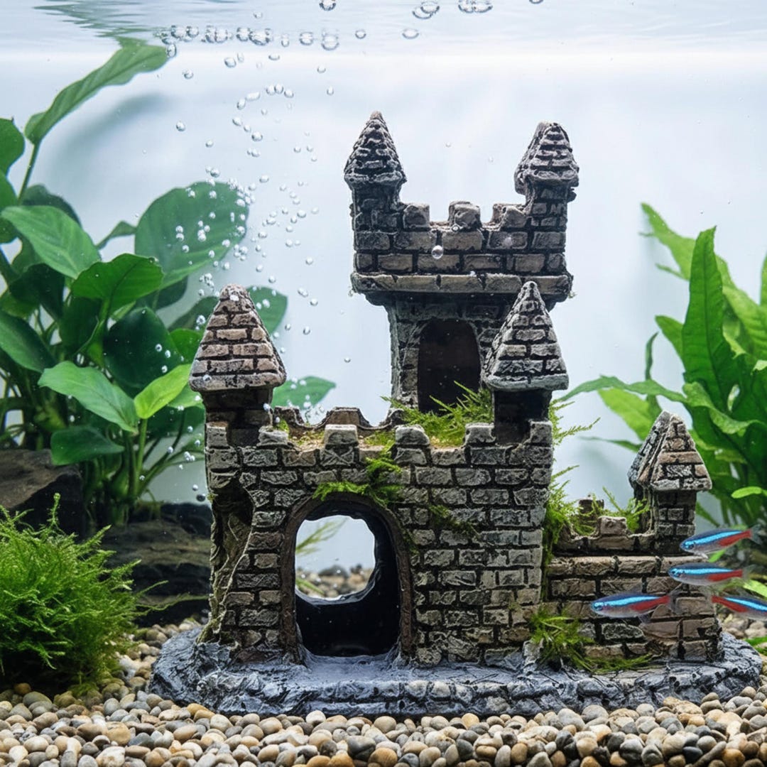 Ancient Medieval Aquarium Castle Decoration, Resin Stone Fish Tank ...