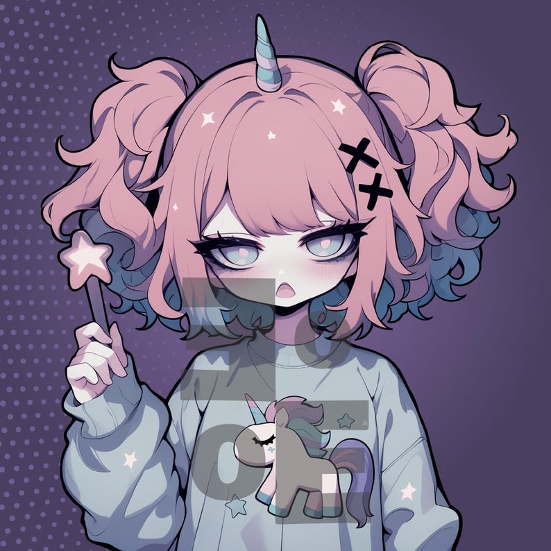 Tired Unicorn Pngtuber Model for Veadotube Mini, Pink Hair Girl Avatar ...