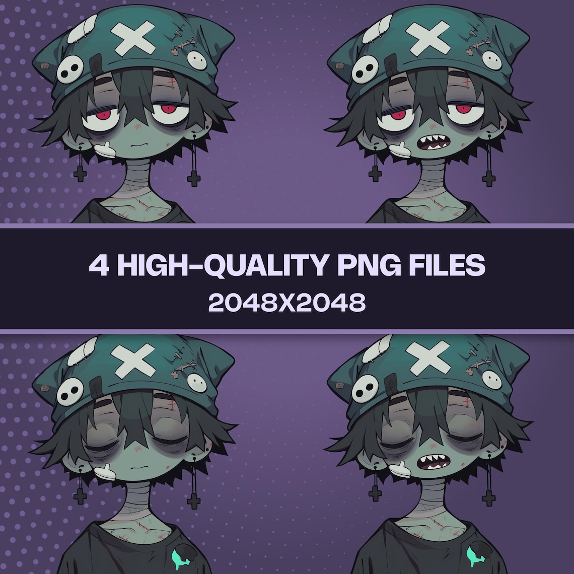 Tired Zombie Boy Pngtuber Model for Veadotube Mini, Gothic Mummy Punk ...